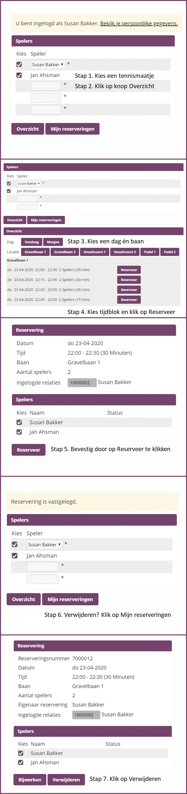 Uitleg baan reserveren · MTC Bequick